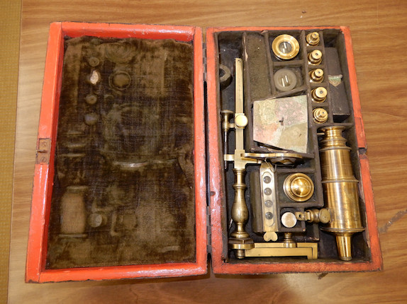 Bonhams : A Benjamin Martin-type Compound Monocular Microscope, English ...