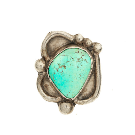 Bonhams : JIMI HENDRIX A turquoise and white-metal Native American ...