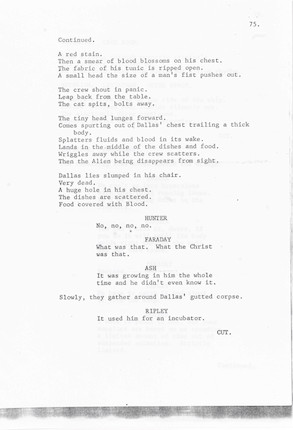 Bonhams : Alien An Autographed Revised first draft Script, circa 1978,