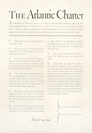 Bonhams : CHURCHILL AND ROOSEVELT 'The Atlantic Charter', broadsheet ...