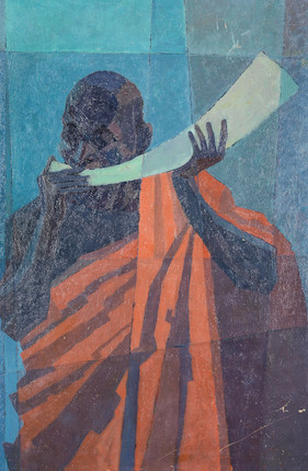 Bonhams : Benjamin Offei Nyarko (Ghanaian, born 1951) The Horn Blower ...