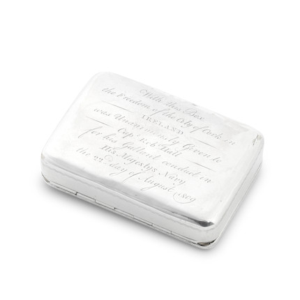 Bonhams : An Irish silver freedom box with the Coat of Arms for Cork no ...