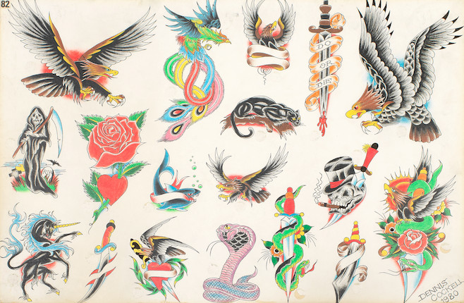 Bonhams : Dennis Cockell A Group of Traditional/Sailor-Style Tattoo ...
