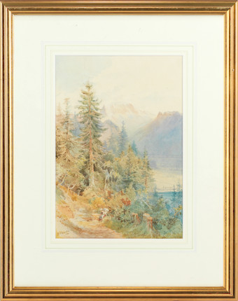 Bonhams : Nicholas Chevalier (Russian/Swiss, 1828-1902) Alpine landscape