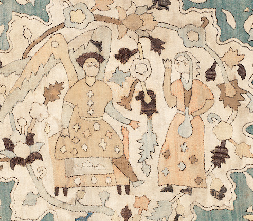 Bonhams : A rare Safavid embroidered cotton panel Caucasus, probably ...