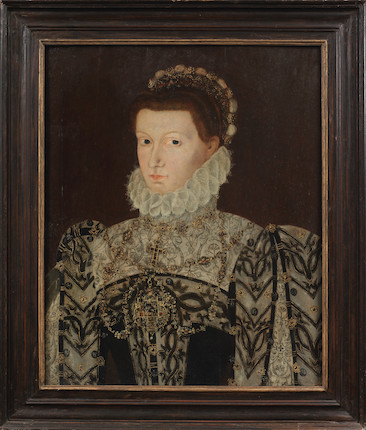 Bonhams : English School, circa 1560 Portrait of a lady, half-length ...