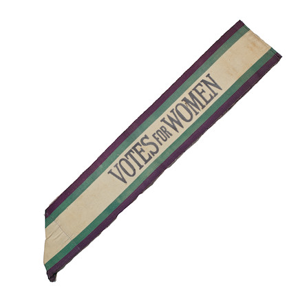 Bonhams : VOTES FOR WOMEN SASH Original 'Votes for Women' tri-coloured ...
