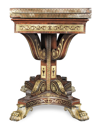 Bonhams : A Regency rosewood and brass 'buhl' (or Boulle) marquetry ...
