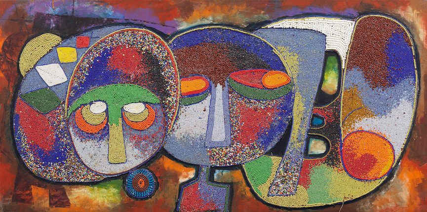 Bonhams : Chief Jimoh Buraimoh (Nigerian, born 1943) Two bead pictures ...
