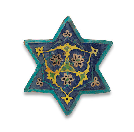 Bonhams : A large Timurid cuerda seca pottery star tile Persia, 15th ...