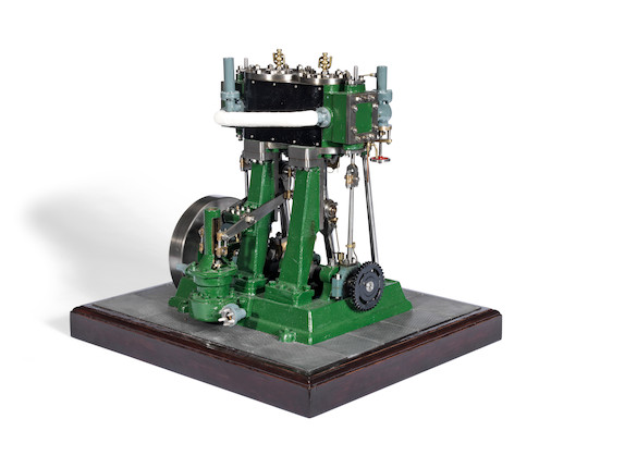 Bonhams : A MODEL TWIN CYLINDER VERTICAL COMPOUND STEAM ENGINE, ENGLISH ...