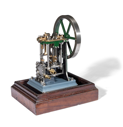 Bonhams : A MODEL VERTICAL OVERHEAD CRANK STATIONARY STEAM ENGINE, 20TH ...