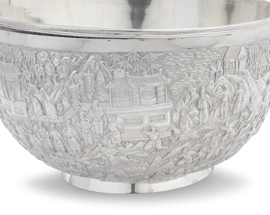Bonhams : A Chinese Export large silver bowl Wang Hing, Hong Kong circa ...