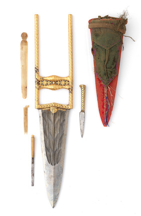 Bonhams : A fine gold-overlaid steel push dagger (katar) with ...