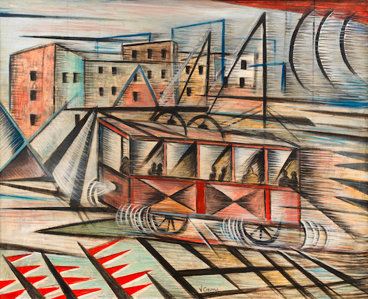 Bonhams : VITTORIO CORONA (1901-1966) Dinamismo di un tramvetto + città ...