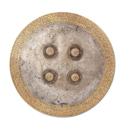 Bonhams : A gold koftgari steel shield (dhal) North India, 18th/ 19th ...