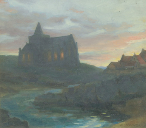 Bonhams : David P. Ramsay (Scottish, 1888-1944) St Monans Kirk 46 x 51 ...