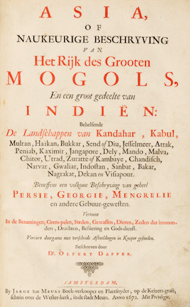 Bonhams : DAPPER (OLFERT) Asia, of naukeurige beschryving van het rijk ...