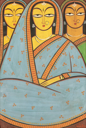 Bonhams : Jamini Roy (Indian, 1887-1972) Untitled (Three women)