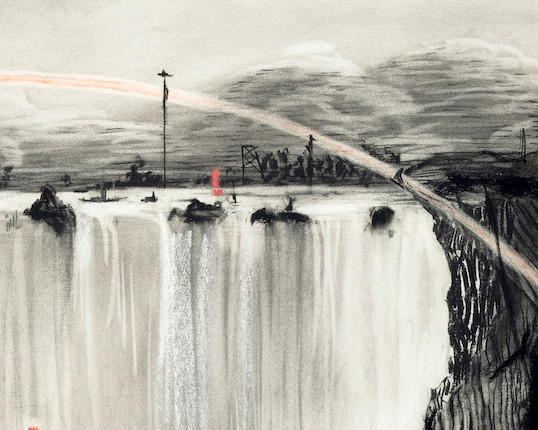 Bonhams : William Kentridge (born 1955) Colonial Landscape - Waterfall ...