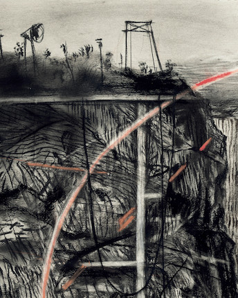 Bonhams : William Kentridge (born 1955) Colonial Landscape - Waterfall ...