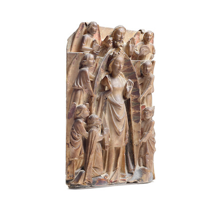 Bonhams : A Medieval Nottingham alabaster relief carved rectangular ...