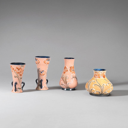 Bonhams : William Moorcroft for Macintyre Four 'Florian Ware' miniature ...