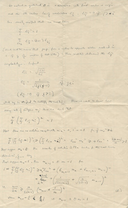 Bonhams : TURING (ALAN) Autograph mathematical calculations setting out ...