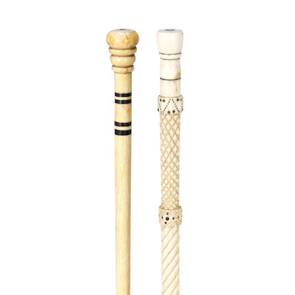 Bonhams : Two Whalebone And Marine Ivory Walking Canes, English, 19th ...