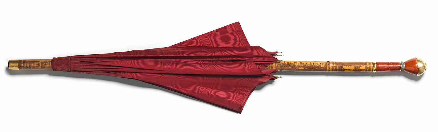 Bonhams A Fine Engraved Amber And Silver Gilt Mounted Cane Later Mounted As A Parasol Egypt