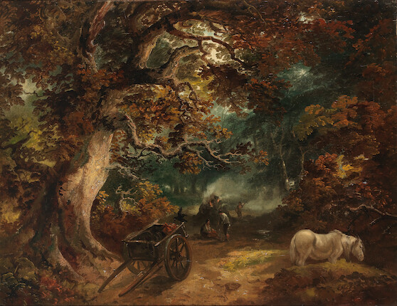 Bonhams : Benjamin Barker of Bath (1776-1838 Totnes) A wooded landscape with figures resting by ...