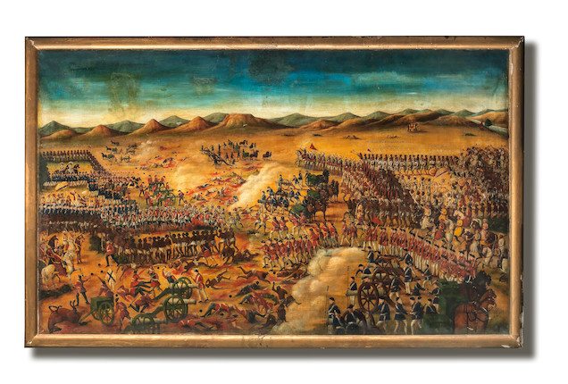Bonhams : A large painting depicting the Battle of Condore in December ...