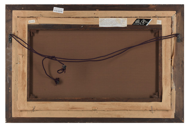 Bonhams : David James (British, 1853-1904) Crashing waves with boats in ...