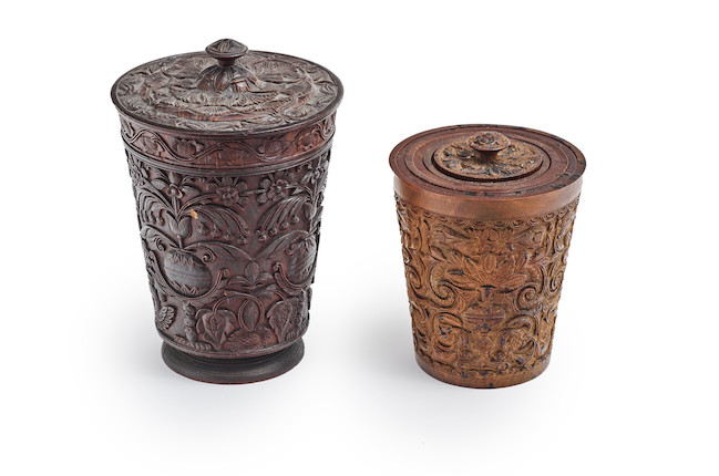 Bonhams : A set of seven carved wood nesting beakers reputedly ...