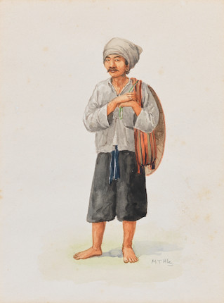 Bonhams : Mg Tun Hla (Burmese, 1874-1946) Three portrait studies of ...