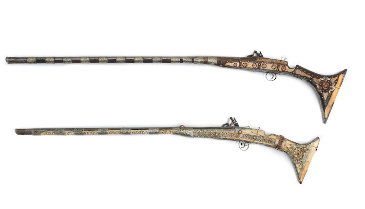 Bonhams : Two coral-set flintlock guns (mukahla) Morocco, 20th Century(2)