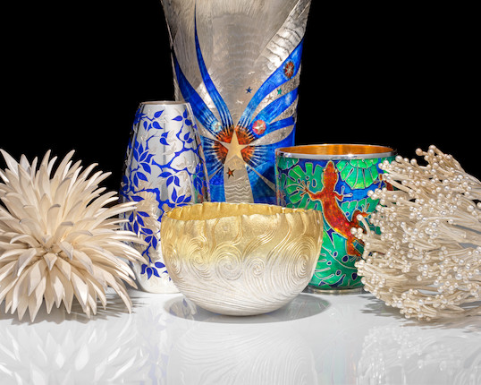 Bonhams : Jane Short A rare silver and enamelled 'Galaxy' vase London 2008