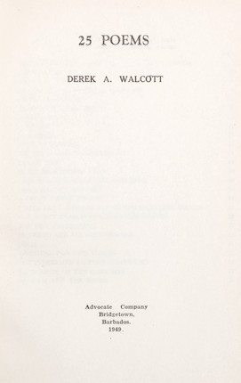 Bonhams : WALCOTT (DEREK A.) 25 Poems, second edition, AUTHOR'S ...