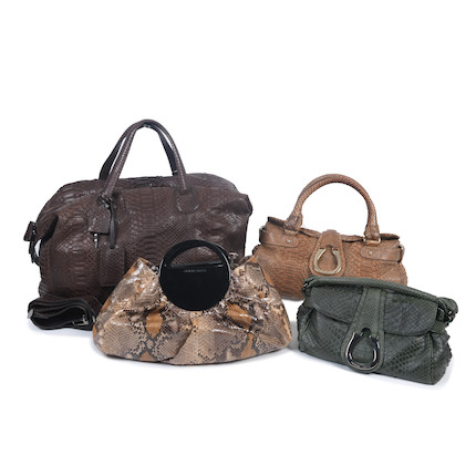 Bonhams : Giorgio Armani Four Python Skin Handbags (Includes dust bags)