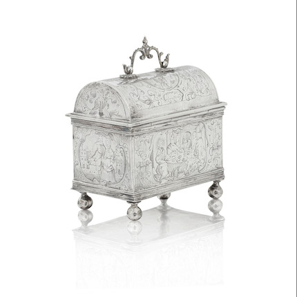 Bonhams : A Dutch silver marriage casket, knottekistje 17th century ...