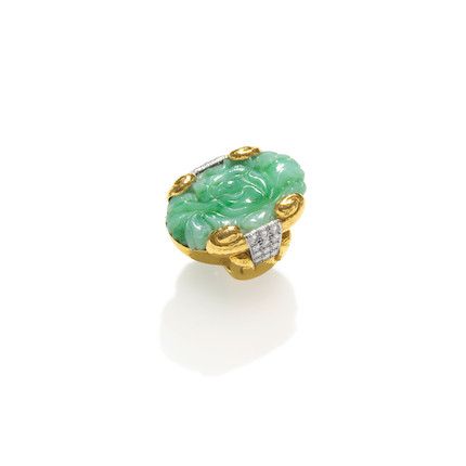 Bonhams : DAVID WEBB JADE AND DIAMOND DRESS RING, CIRCA 1980