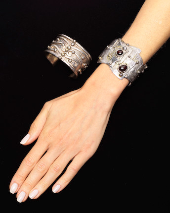 Bonhams : MICHAEL ALLEN BOLTON GEMSET AND SILVER BANGLE, 1984 AND ...