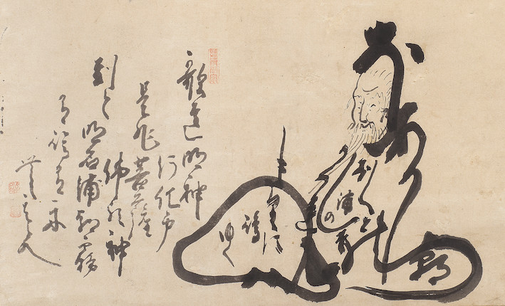 Bonhams : HAKUIN EKAKU (1685-1768) The Poet Hitomaro Edo period (1615 ...