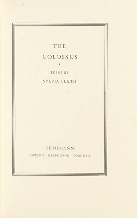 Bonhams : PLATH (SYLVIA) The Colossus. Poems, FIRST EDITION, William ...
