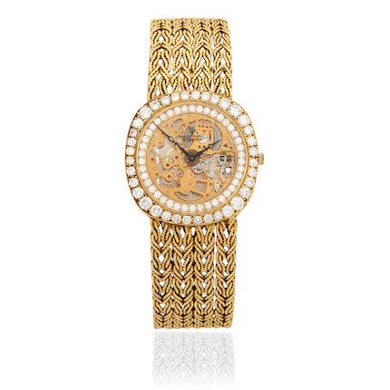 Bonhams : Montre Royale. An 18K gold diamond set manual wind ...