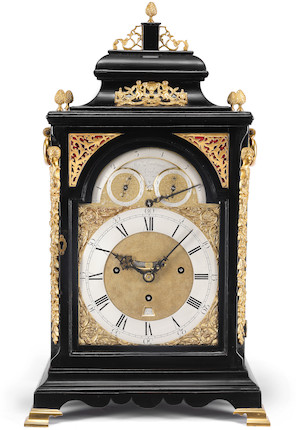 Bonhams : An ebonised musical table clock with six tunes playing on 26 ...