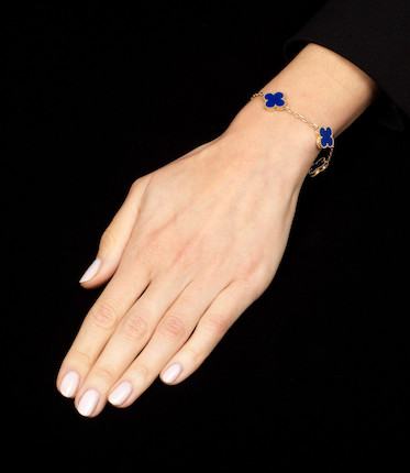 Bonhams : VAN CLEEF & ARPELS BLUE AGATE 'ALHAMBRA' BRACELET