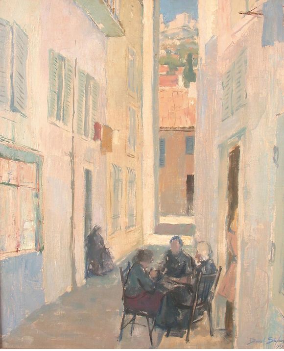 Bonhams : Daniel Stephen (British, 20th Century) Street Scene in Summer ...