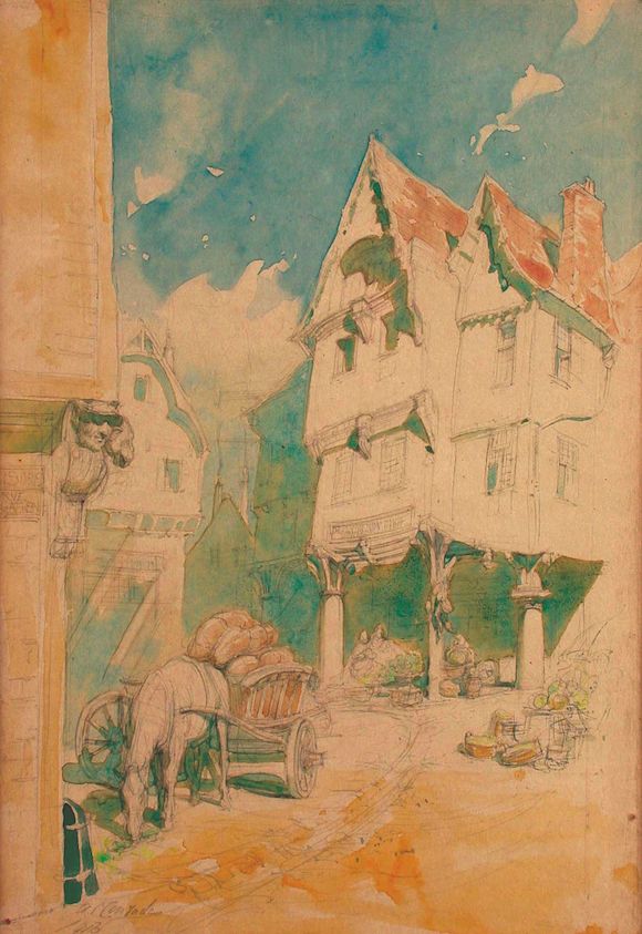 Bonhams : Alfred Charles Conrade (British, 1863-1955) Horse and cart in ...