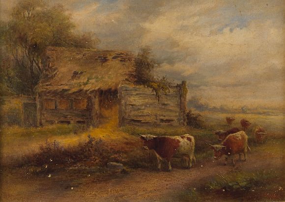 Bonhams : John Stinton Country Scene With Cattle oil on board, circa ...